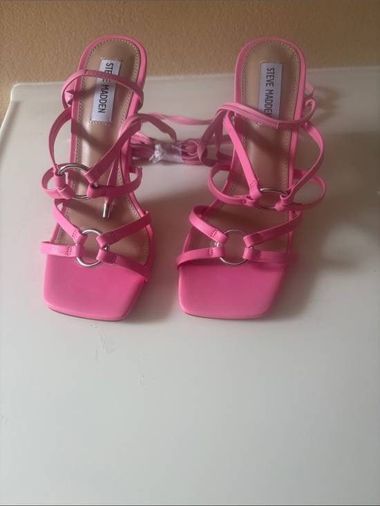 Steve Madden | Shoes | Steve Madden Pink Strappy Ringaccent Heels ...